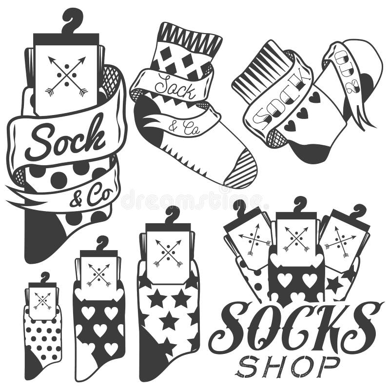 Vector Set of Socks Emblems and Labels Stock Vector - Illustration of ...