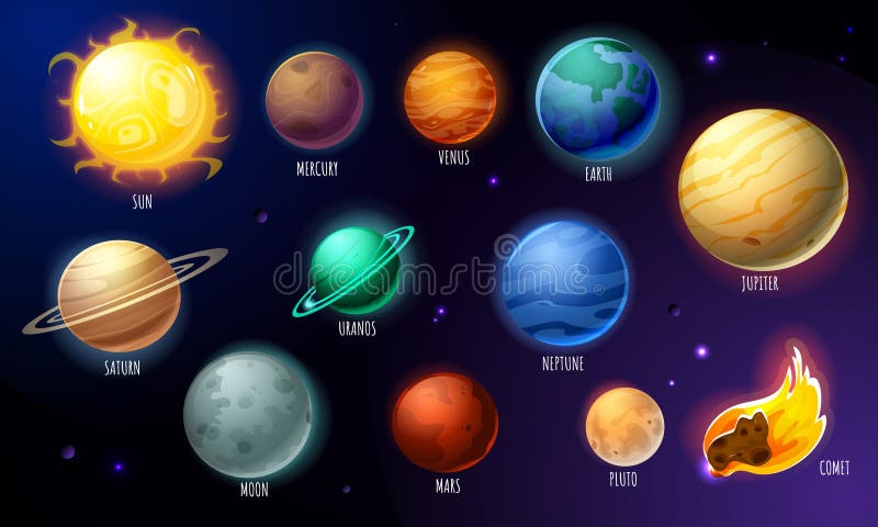 Vector Set of Solar System Planets Stock Vector - Illustration of pluto ...