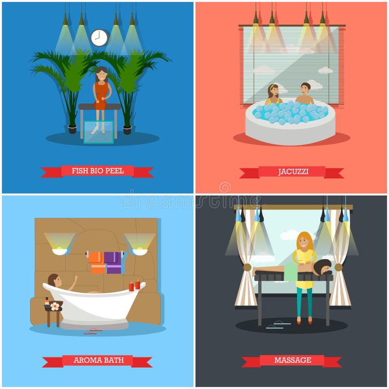 Vector Set of Spa Therapy Concept Posters in Flat Style Stock Vector ...
