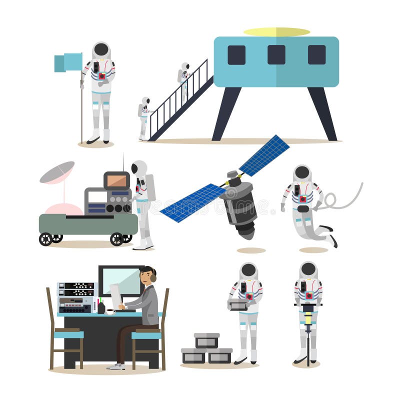 Space Mission Control Center. Rocket Launch Vector Illustration Stock ...