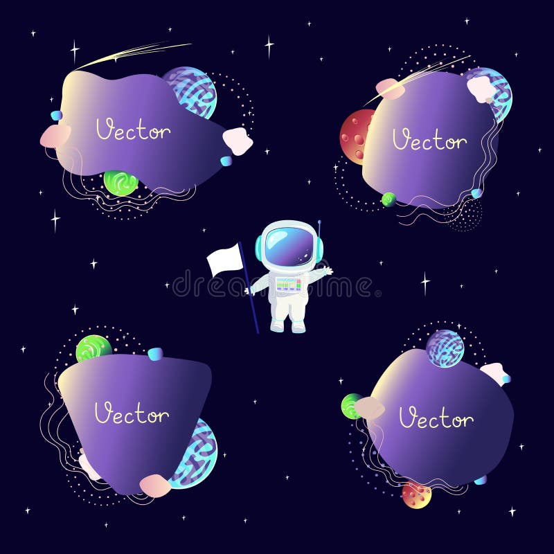 Vector Set of Space Frames with Planets in the Starry Sky, Abstract ...