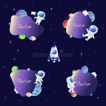 Vector Set of Space Frames with Planets Stock Vector - Illustration of ...