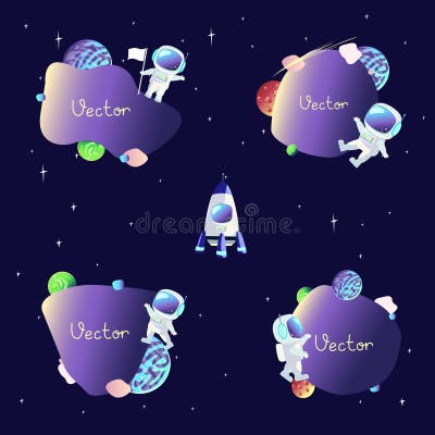 Vector Set of Space Frames with Planets Stock Vector - Illustration of ...