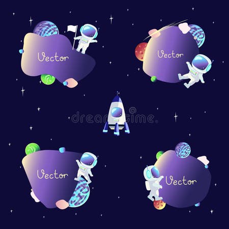 Vector Set of Space Frames with Planets Stock Vector - Illustration of ...