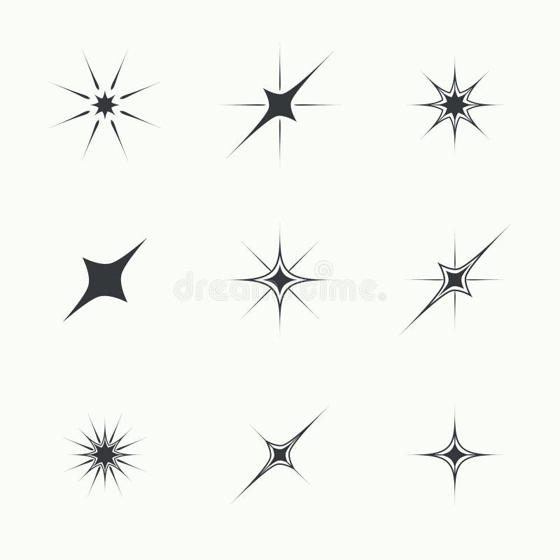 Vector Set of Sparkle Lights Stars. Stock Vector - Illustration of ...