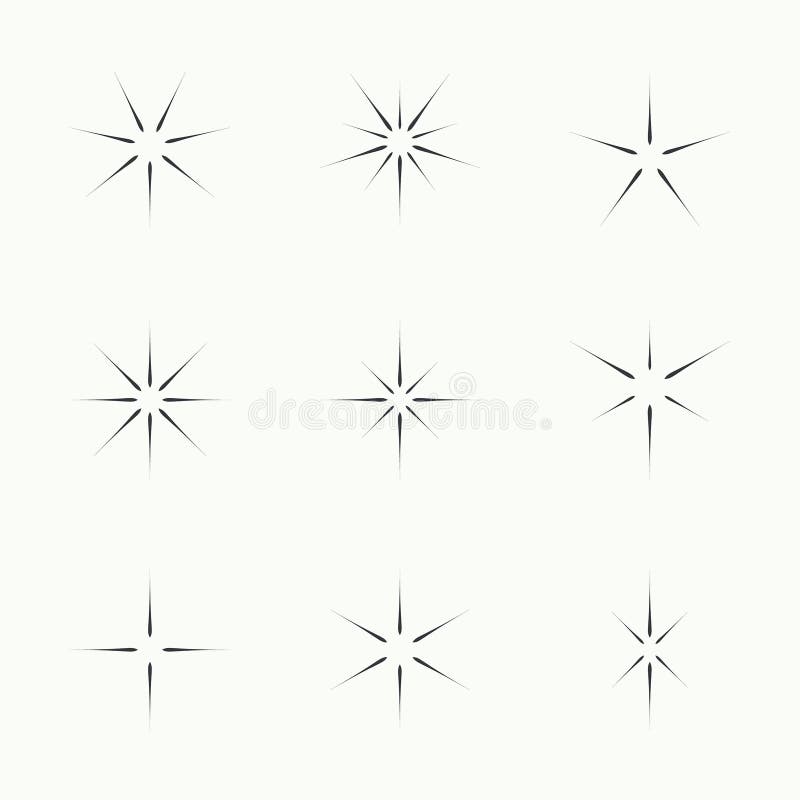 Vector Set of Sparkle Lights Stars. Stock Vector - Illustration of ...