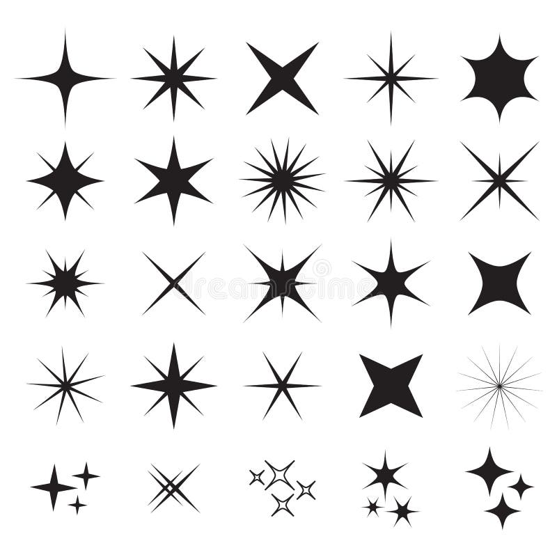 Vector Set of Sparkle Signs on White Background Stock Vector ...
