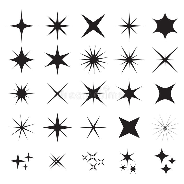 Vector Set of Sparkle Signs on White Background Stock Vector ...