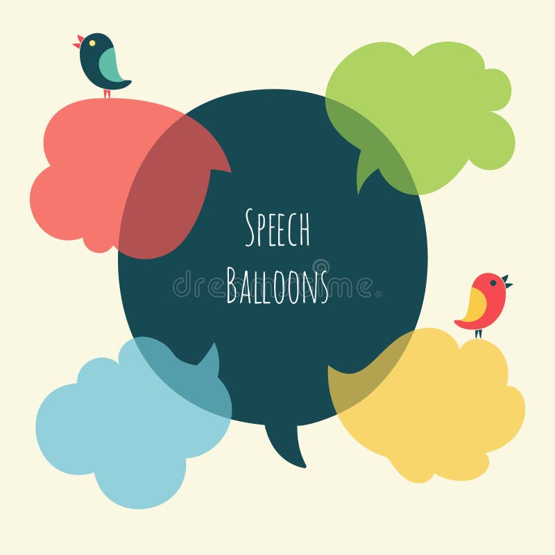 Vector Set of Speech Bubble with Bird Stock Vector - Illustration of ...