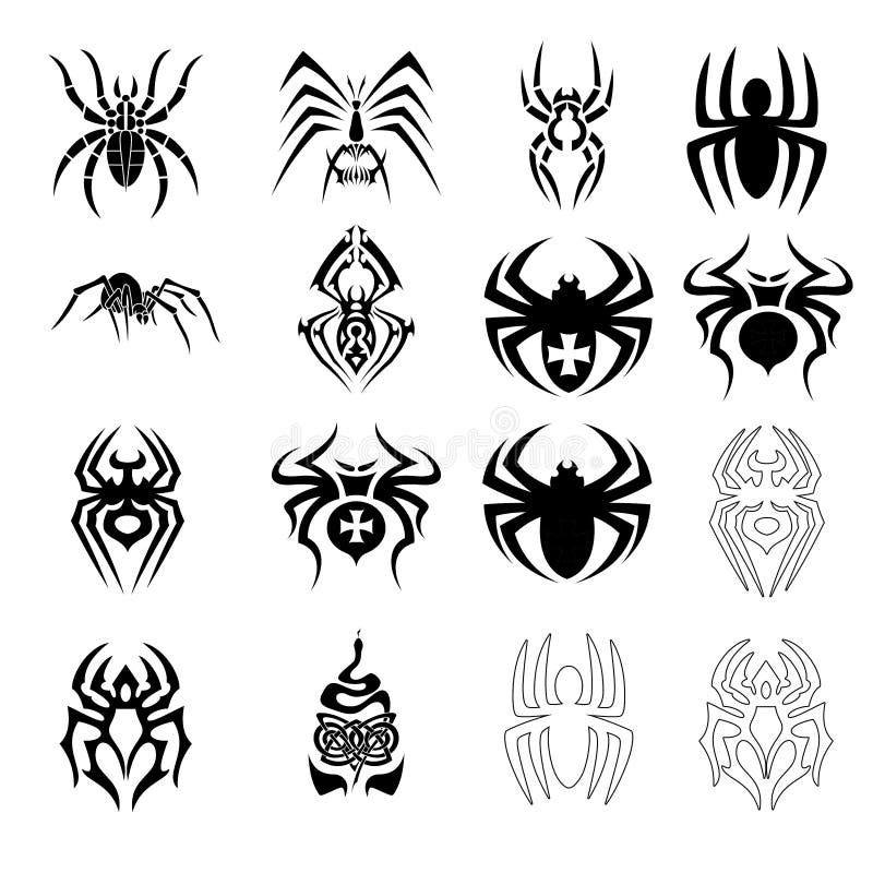 Vector Set of Spider Symbols Stock Vector - Illustration of isolated ...