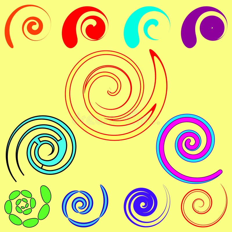 Vector Set of Spirals and Objects from Commas in Different Design ...