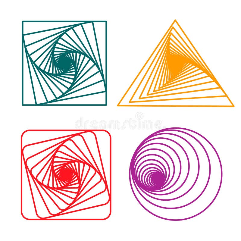 Vector Set of Spirals a Square Circle and Triangle Stock Vector ...
