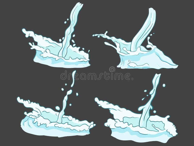 Vector Set Splashes and Flow Water Stock Vector - Illustration of ...