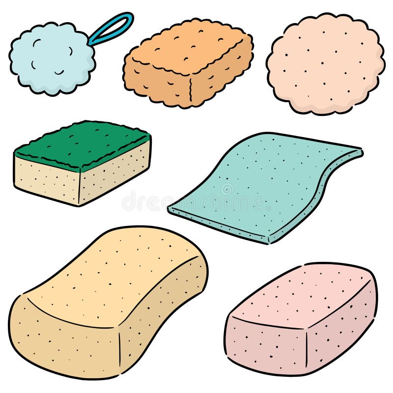 Vector set of sponge stock illustration. Illustration of bathing ...