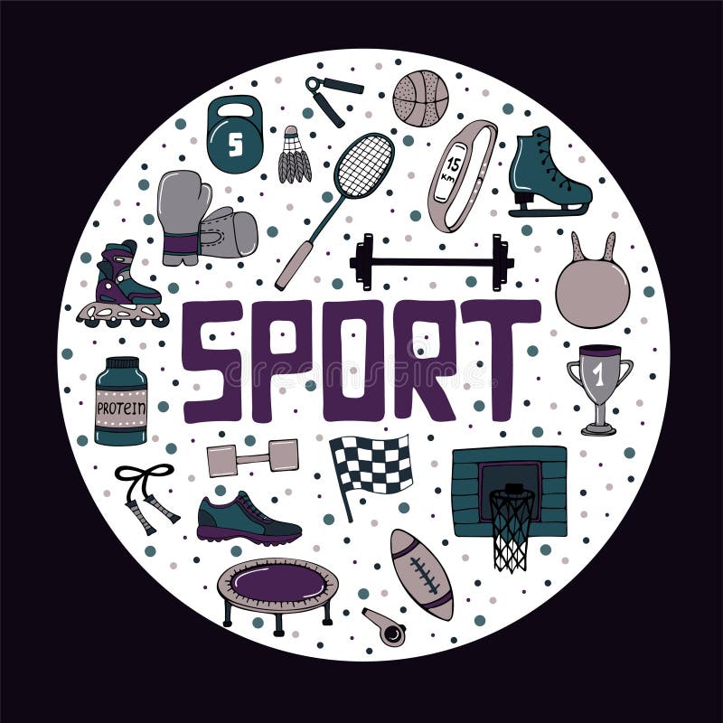 Vector Set of Sport Illustrations. Round Form Stock Vector ...