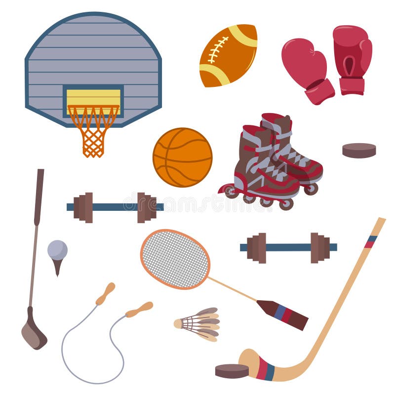 Vector Set of Sport Objects. Stock Vector - Illustration of element ...