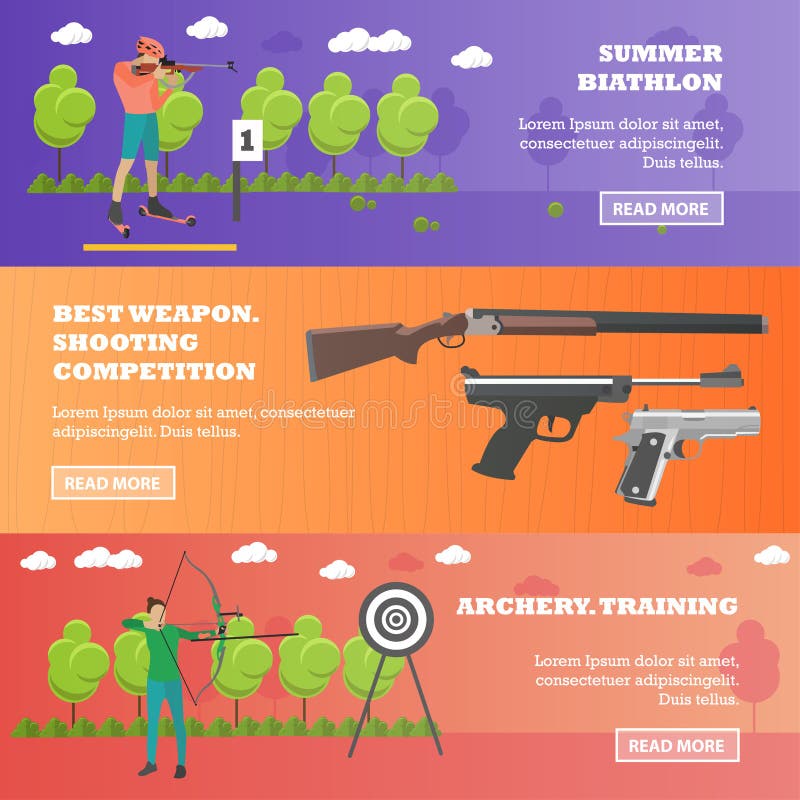 Vector Set of Sport Shooting Weapons Banners Stock Vector ...