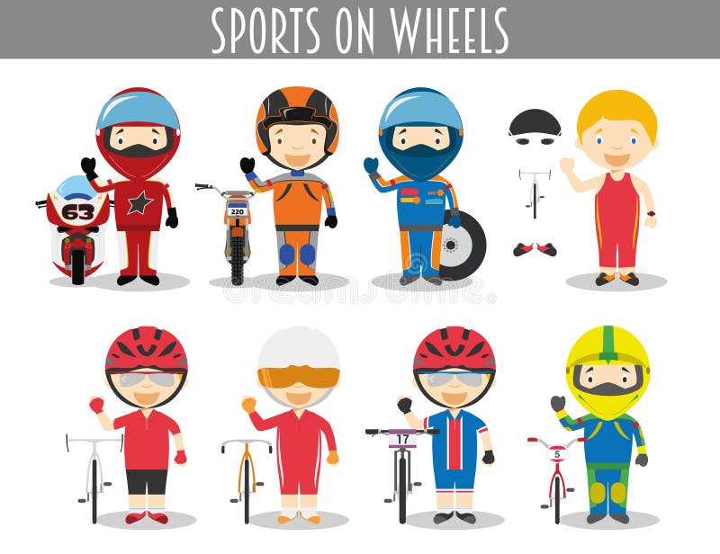 Vector Set of Sports on Wheels in Cartoon Style Stock Vector ...