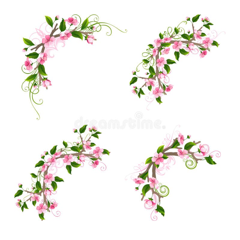 Vector Set Of Spring Corners. Stock Vector - Illustration of floral ...