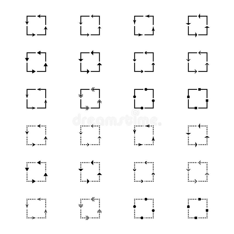 Vector Set of Square Arrow Patterns Vector Illustration Stock ...
