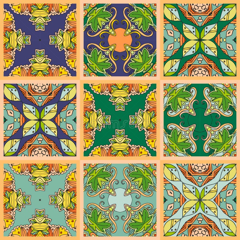Vector Set of Square Ceramic Tiles in Green Tones Stock Vector ...