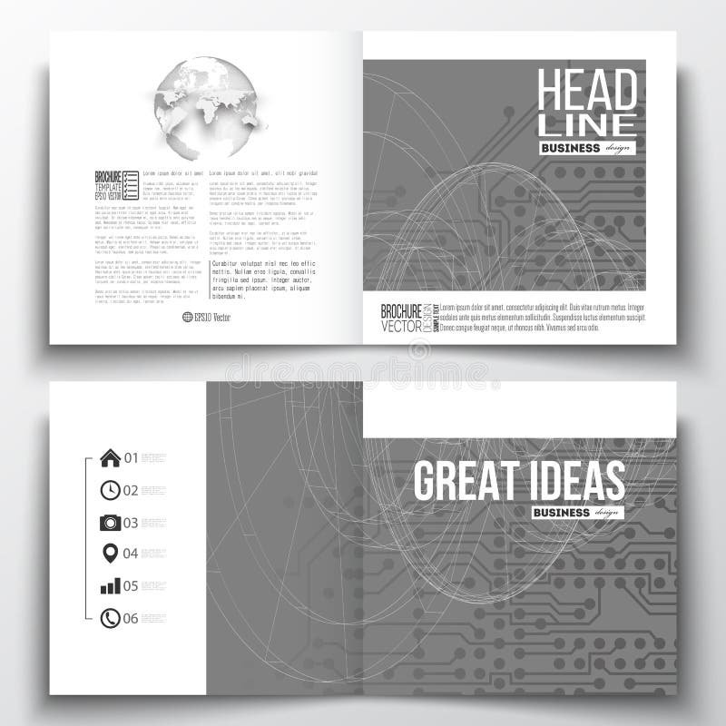 Vector Set of Square Design Brochure Template. Microchip Background ...
