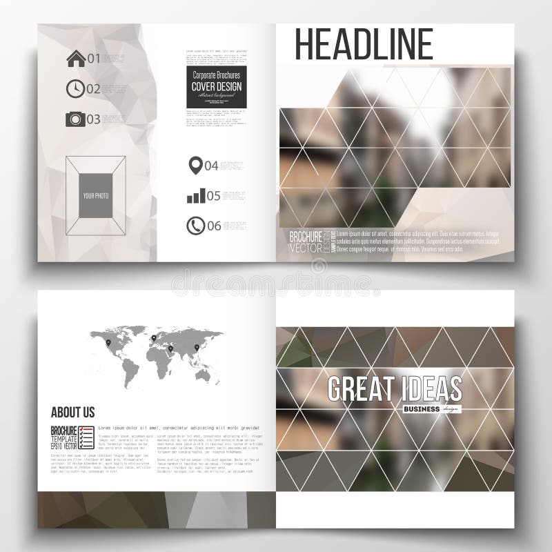 Vector Set of Square Design Brochure Template. Polygonal Background ...