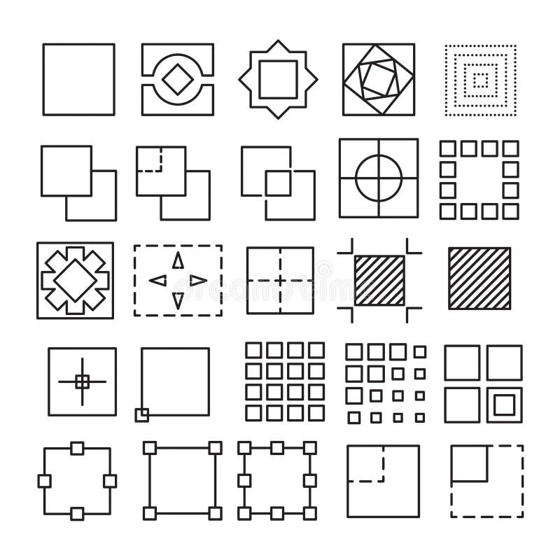 Vector Set of Square and Rectangle Experimental Icons Stock Vector ...