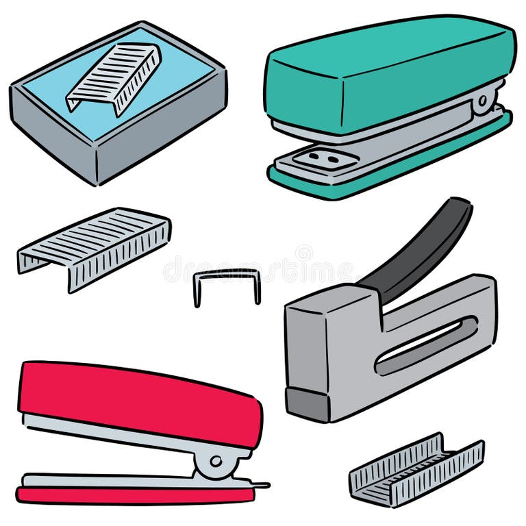 Vector set of stapler stock illustration. Illustration of metal - 390552899