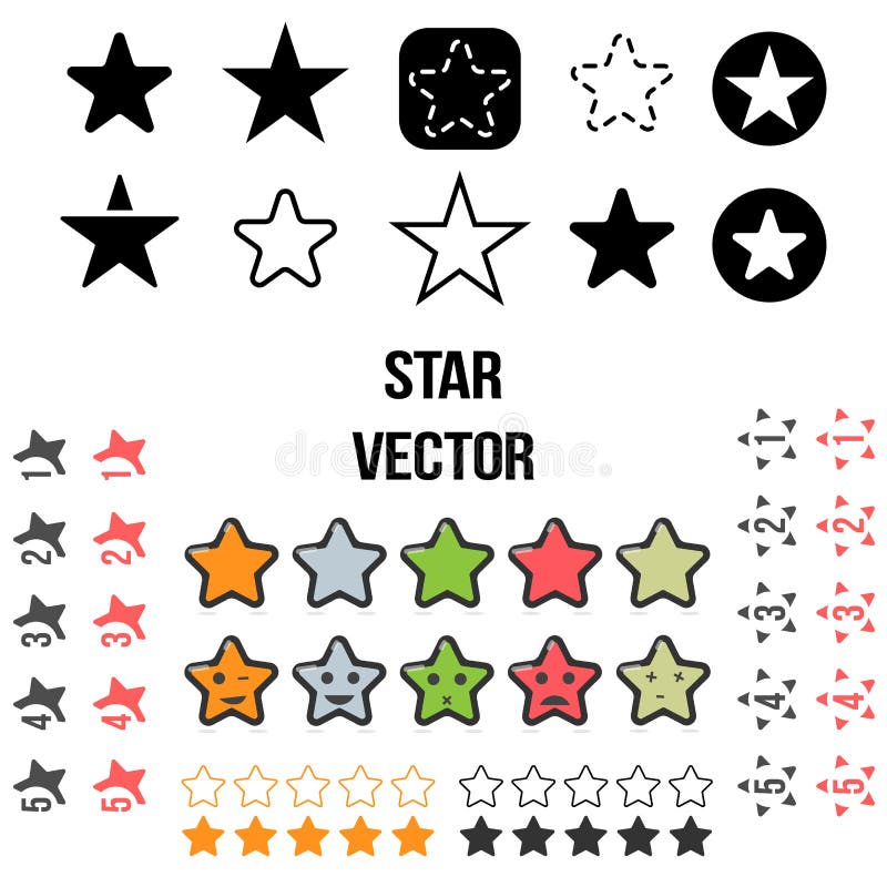 Vector Set of Star Icons. Illustration Isolated on White Background ...