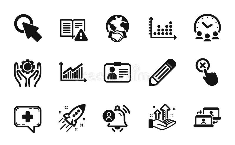 Vector Set of Startup Rocket, Graph and Meeting Time Icons Simple Set ...