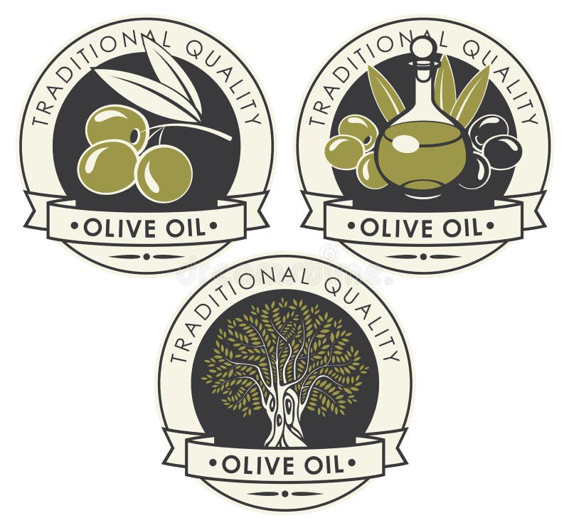 Vector Set of Stickers or Labels for Olive Oil Stock Vector ...
