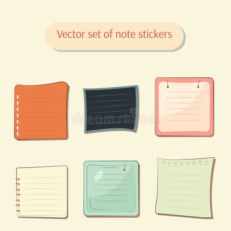 Vector Set of Stickers for Notes in Flat Style. Stock Illustration ...