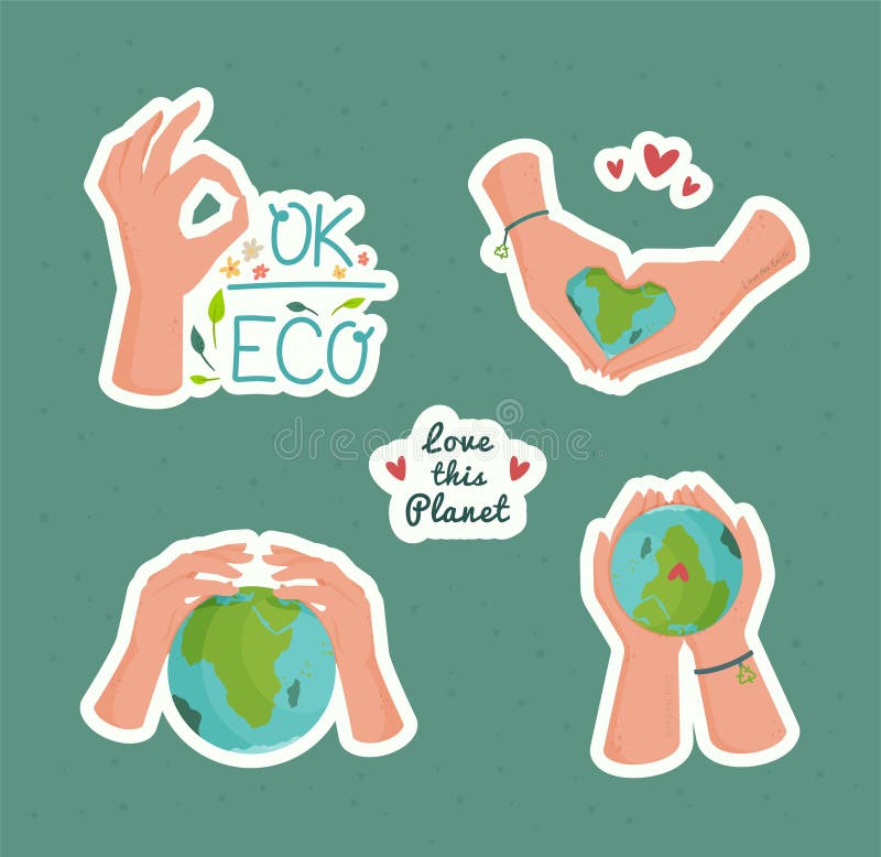 Vector Set of Stickers about Preserving the Environment. Stock Vector ...