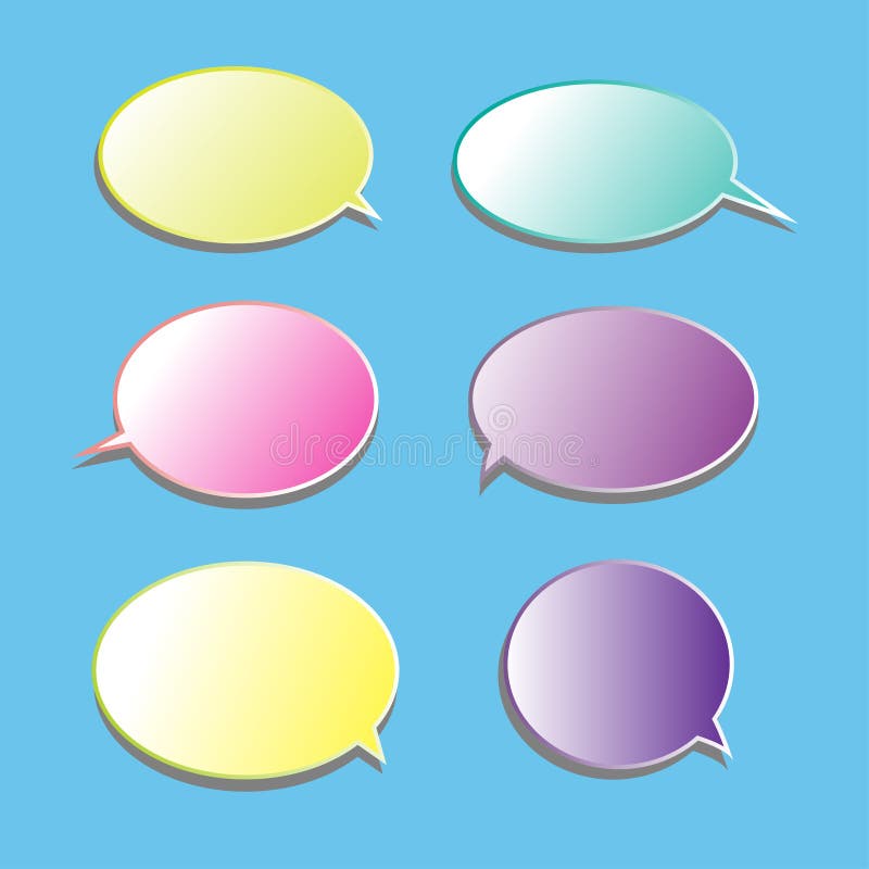 Vector Set of Stickers of Speech Bubbles. Blank Empty Colorful S Stock ...