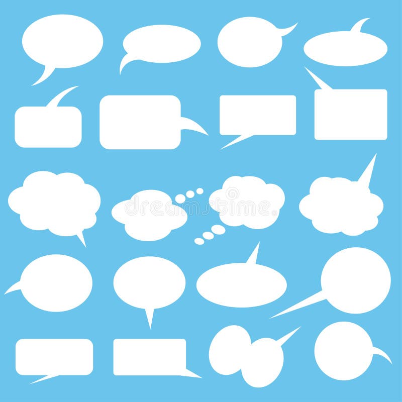 Vector Set of Stickers of Speech Bubbles. Blank Empty White Stock ...