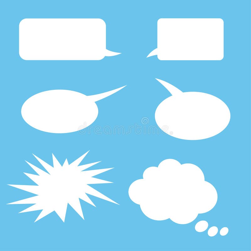 Vector Set of Stickers of Speech Bubbles. Blank Empty White Stock ...