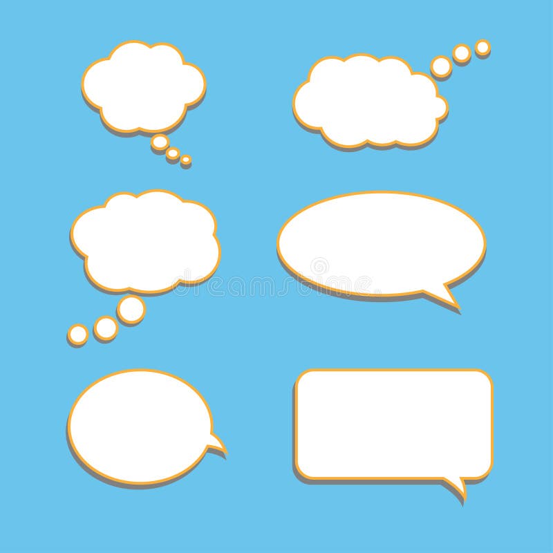Vector Set of Stickers of Speech Bubbles. Blank Empty White Stock ...