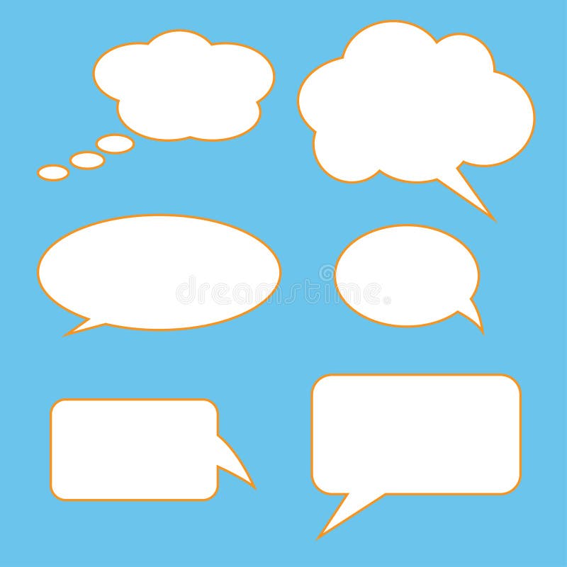 Vector Set of Stickers of Speech Bubbles. Blank Empty White Stock ...