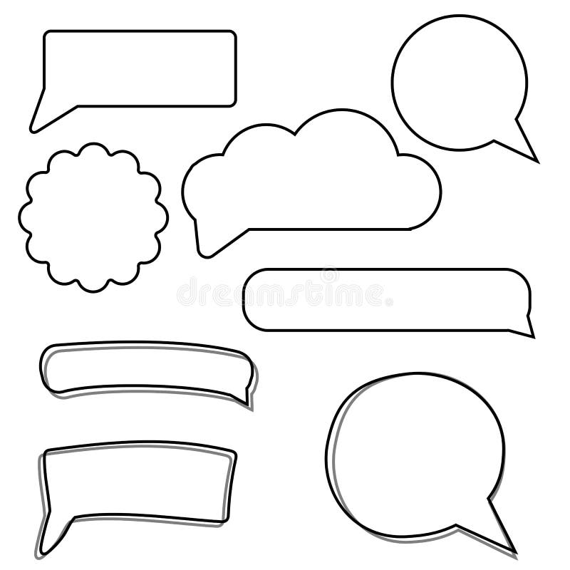 Vector Set of Stickers of Speech Bubbles. Blank Empty White Speech ...