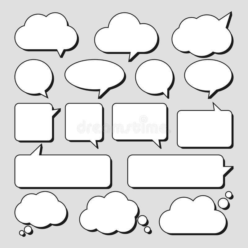 Vector Set of Stickers of Speech Bubbles. Blank Empty White Speech ...