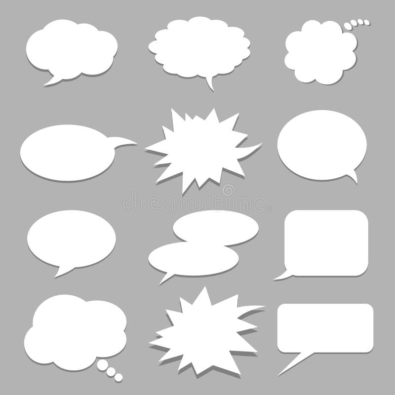 Vector Set of Stickers of Speech Bubbles. Blank Empty White Spee Stock ...