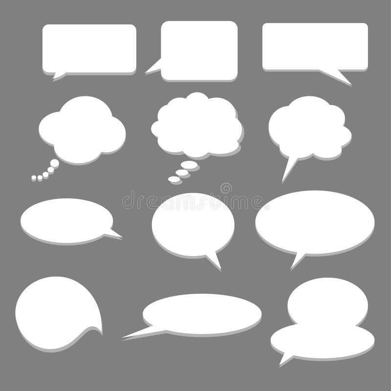 Vector Set of Stickers of Speech Bubbles. Blank Empty White Speech ...