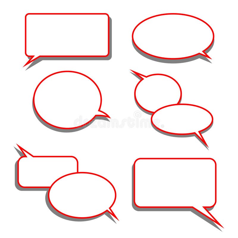 Vector Set of Stickers of Speech Bubbles. Blank Empty Speech Bubbles ...