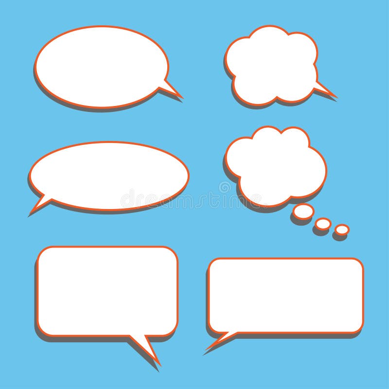 Vector Set of Stickers of Speech Bubbles. Blank Empty White Stock ...