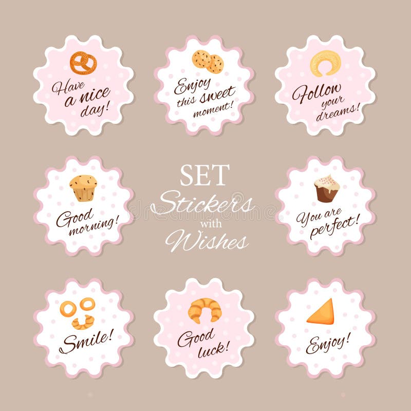 Set sticker with wishes. stock vector. Illustration of label - 122414130