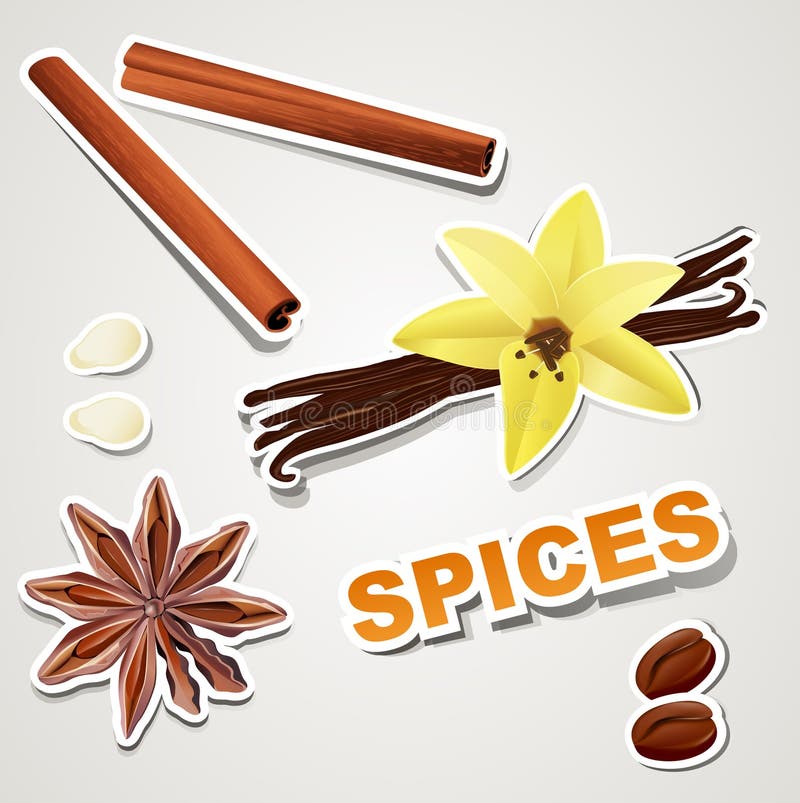 Vector set stikers : spice stock vector. Illustration of aromatic ...