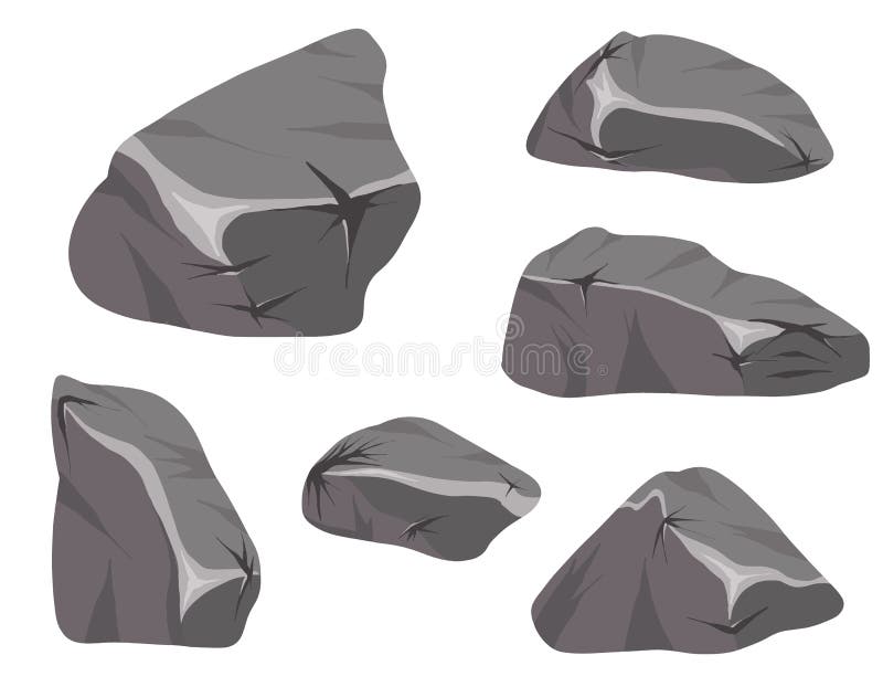Vector Set of Stones and Mountains Isolated on a White Background ...