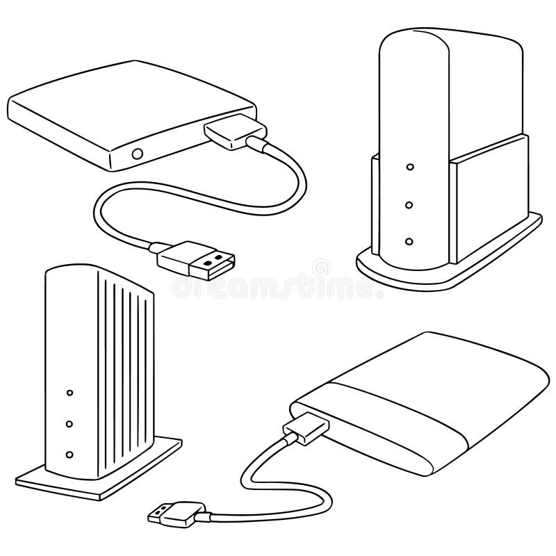 Vector Set of Storage Device Stock Vector - Illustration of equipment ...