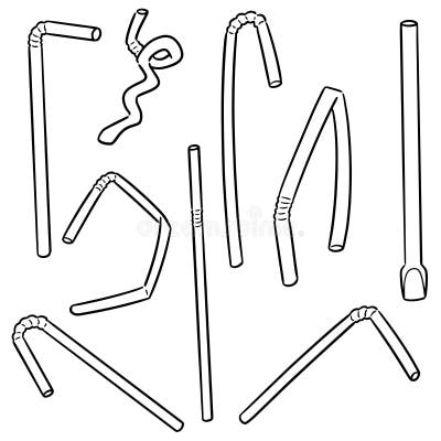 Vector set of straw stock vector. Illustration of drawn - 144520643